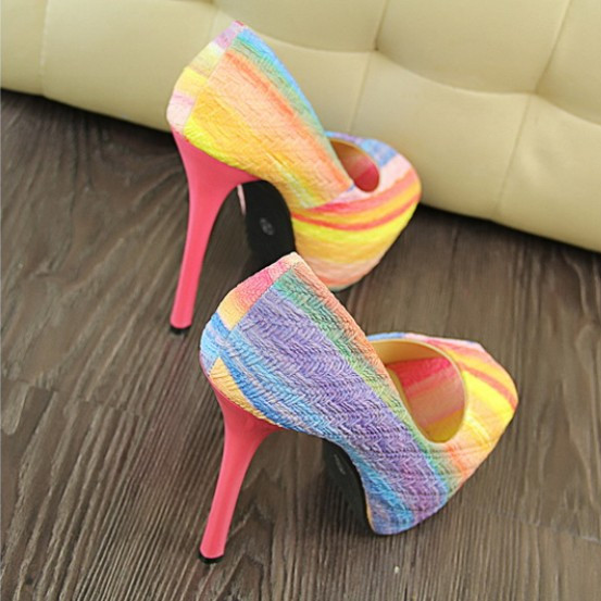 Gradient Color Peep-toe Pumps High Heels For Women A452 on Luulla