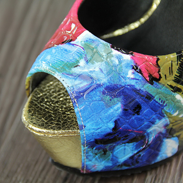 Flora Print Peep Toe Heeled Shoes A578 on Luulla
